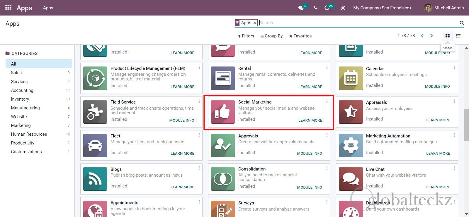 Odoo Social Marketing - Globalteckz