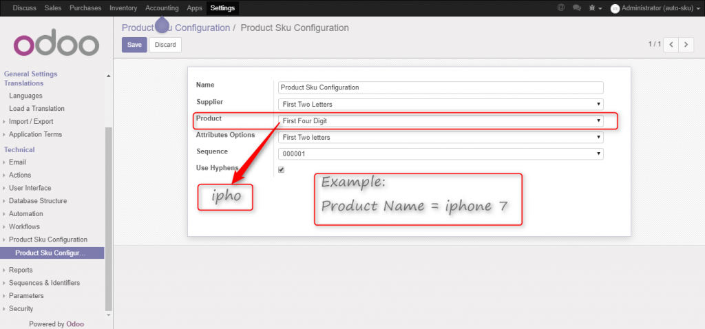 Odoo Auto generate Product Auto SKU - Globalteckz