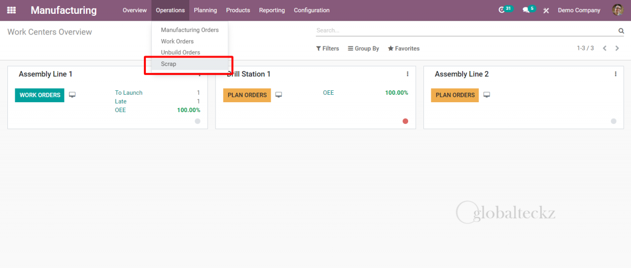 Manage Scrap Orders in Odoo ERP - Globalteckz